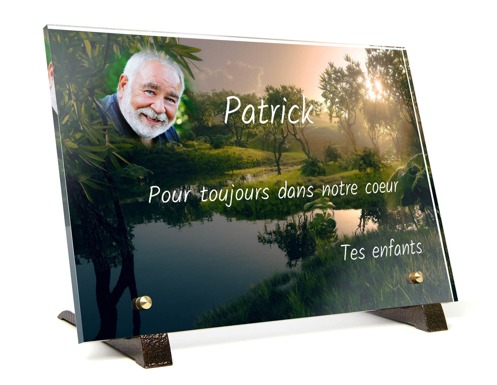 Plaque Funéraire Plexiglas Forêt et lac – Belle Plaque Funéraire