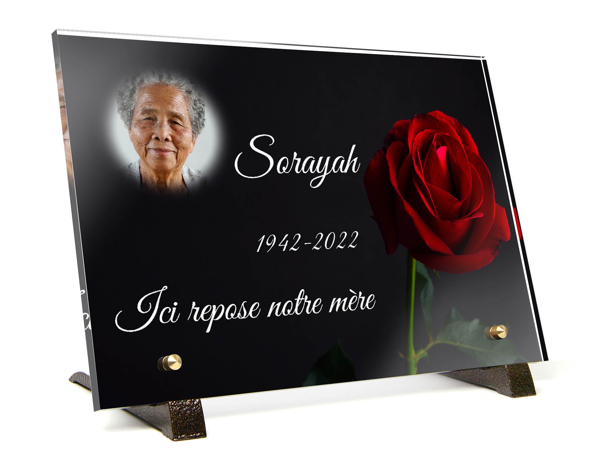 Plaque Funéraire Plexiglas Rose rouge – Belle Plaque Funéraire