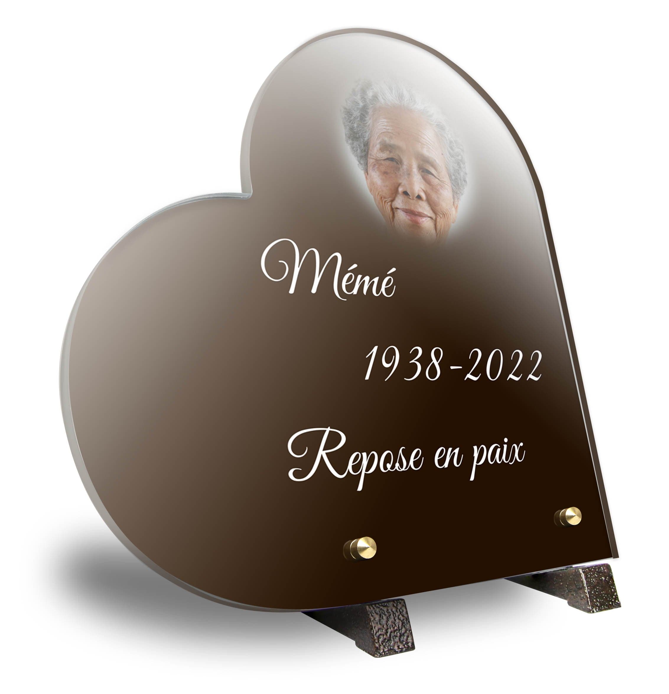 Plaque Funéraire Plexiglas Coeur effet marron – Belle Plaque Funéraire