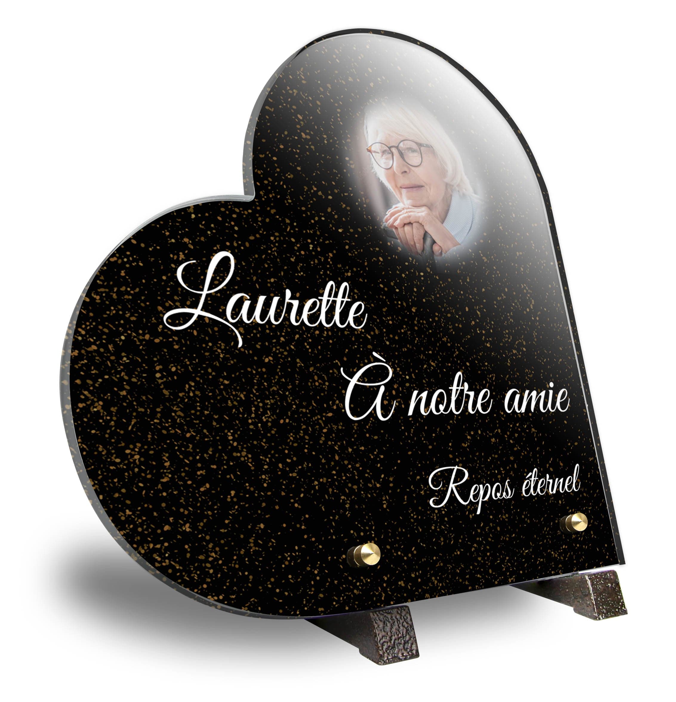Plaque Funéraire Plexiglas Coeur effet doré – Belle Plaque Funéraire