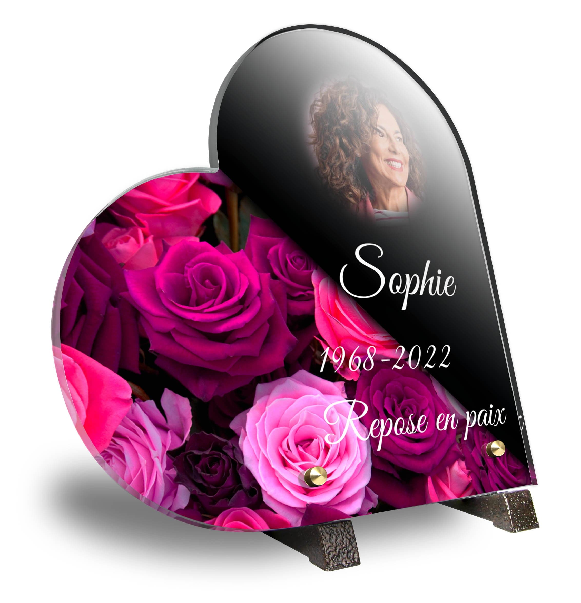 Plaque Funéraire Plexiglas Coeur fushia – Belle Plaque Funéraire