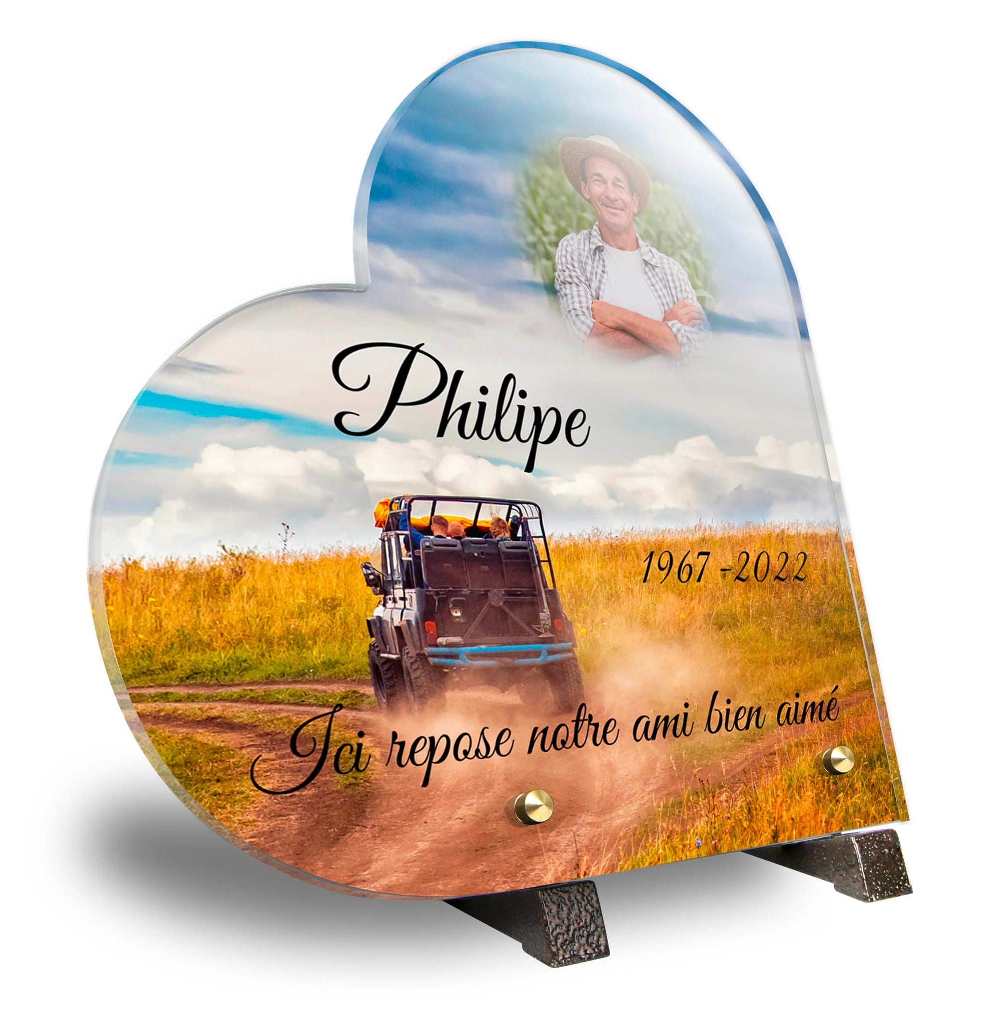 Plaque Funéraire Plexiglas Coeur Safari – Belle Plaque Funéraire
