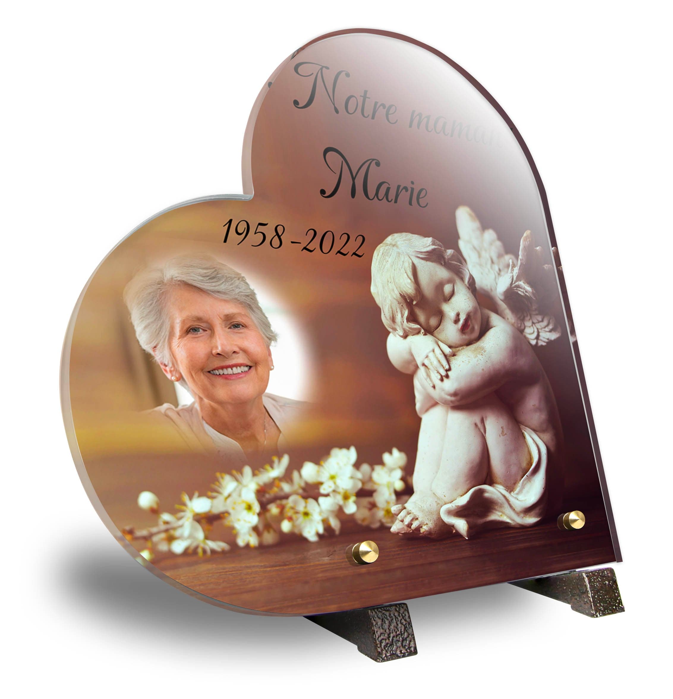 Plaque Funéraire Plexiglas Coeur petit ange – Belle Plaque Funéraire